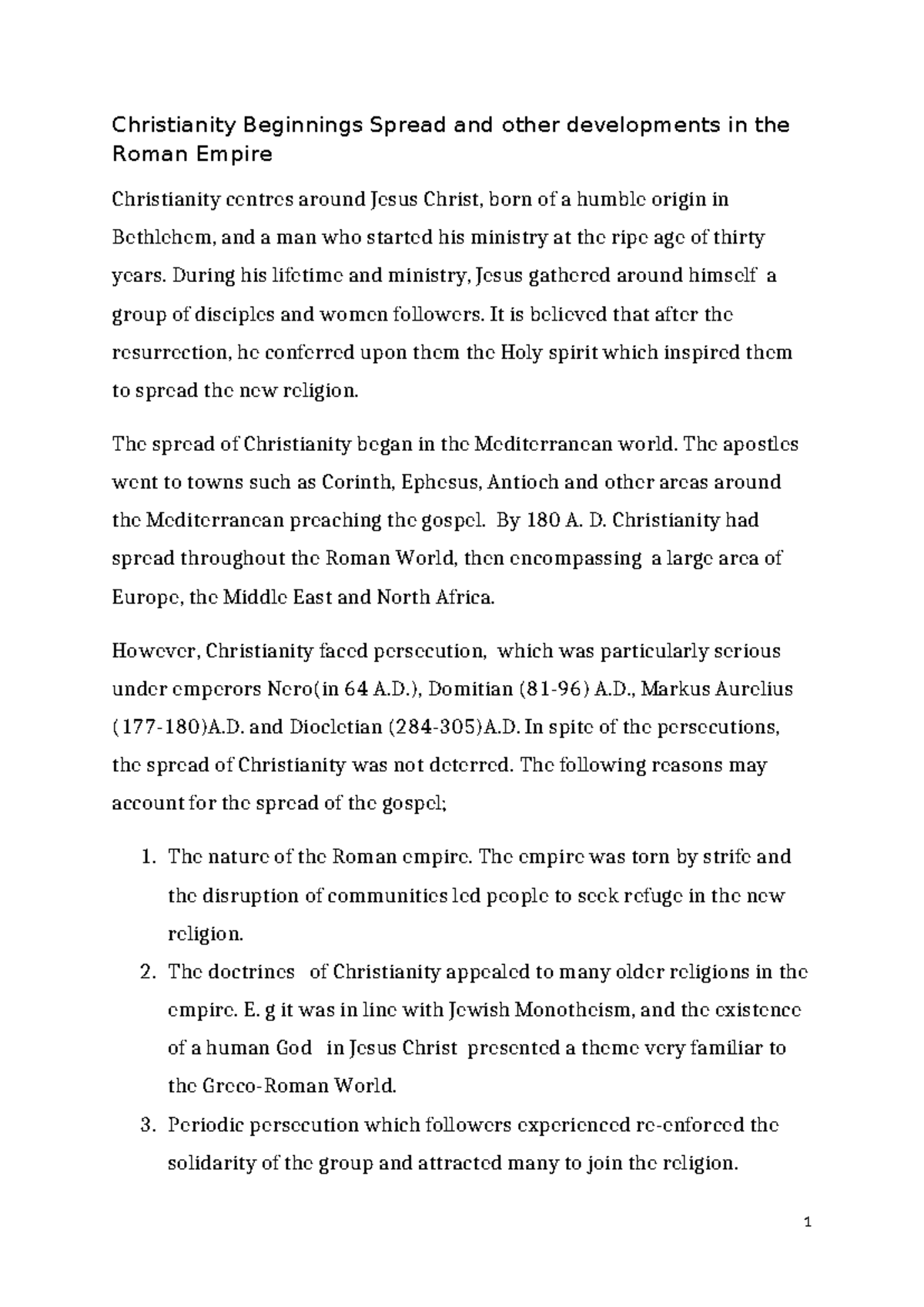 Christianity: Origins, Spread, and Developments in the Roman Empire ...