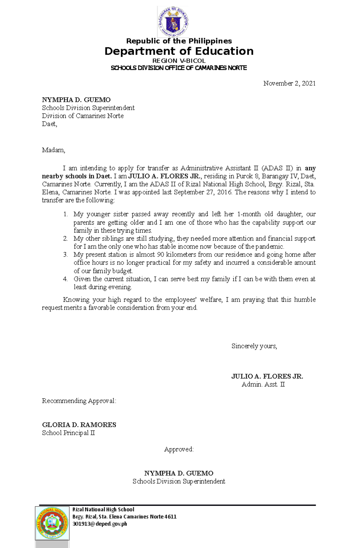 Letter of Intent: Application for ADAS II Transfer - 2021 - Studocu