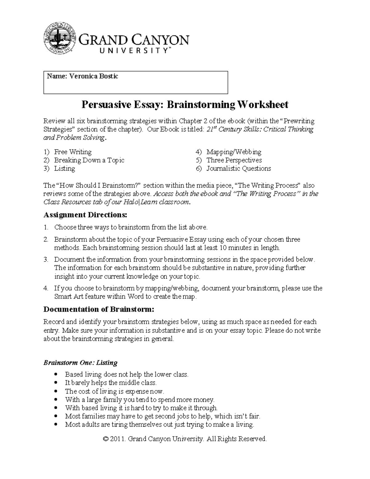 PHI105 T2 Brainstorming Worksheet 4 13 2023 - Name: Veronica Bostic ...