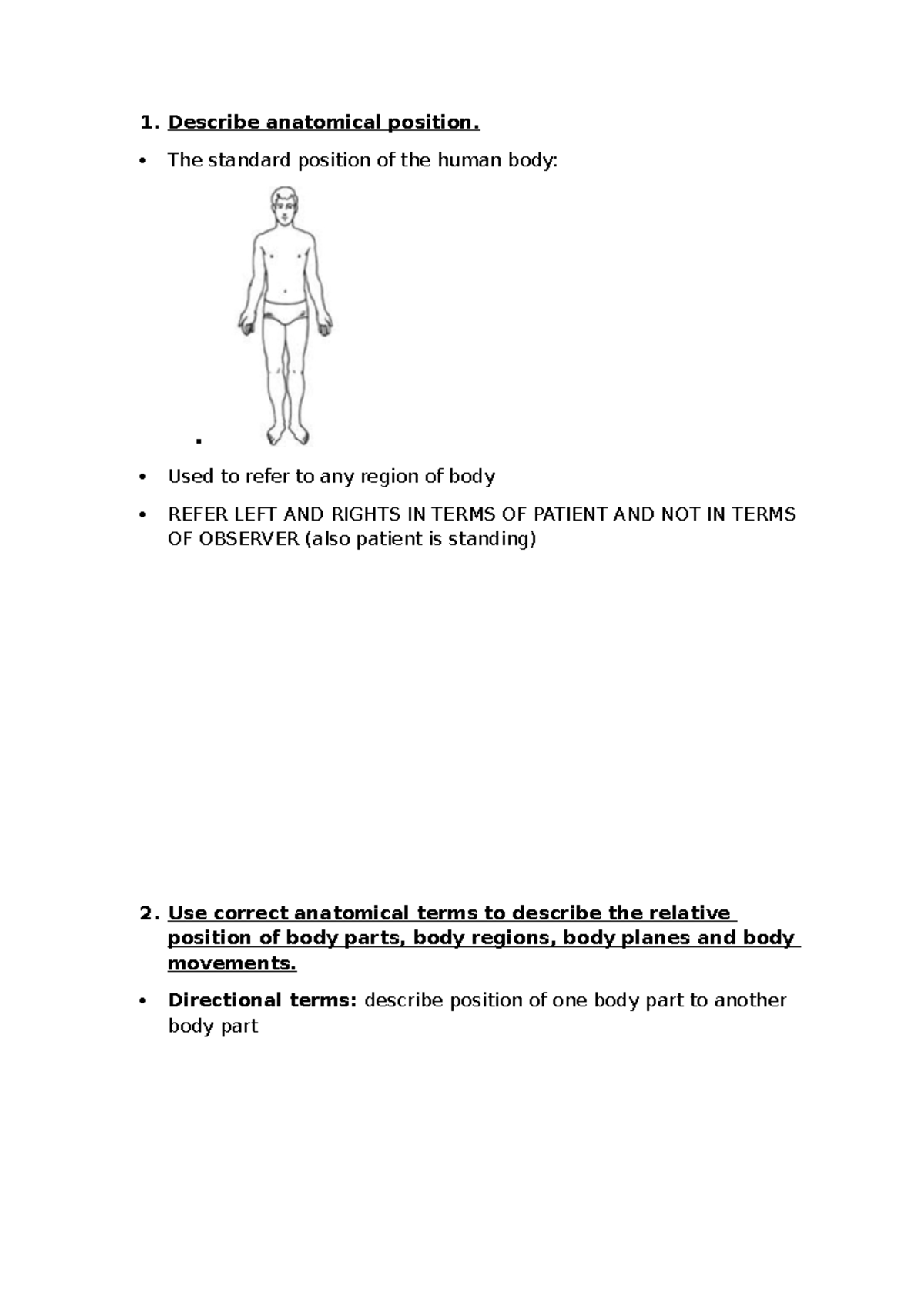 Anatomical Position & Terminology Overview - Jumpstart 1 - Studocu