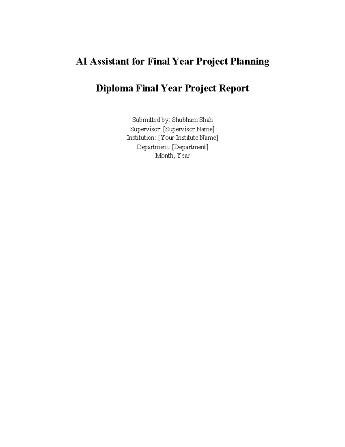 AI Assistant for Final Year Project Planning (Diploma) Report - Studocu