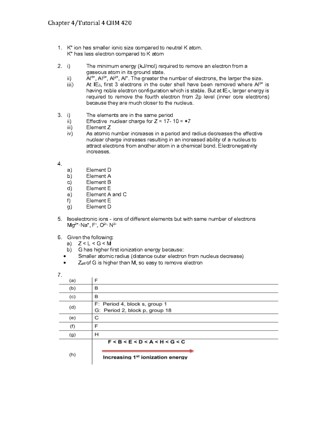 Tutorial 3 CHM 420 Sept 2024 answer - Chapter 4/Tutorial 4 CHM 420 K+ ...