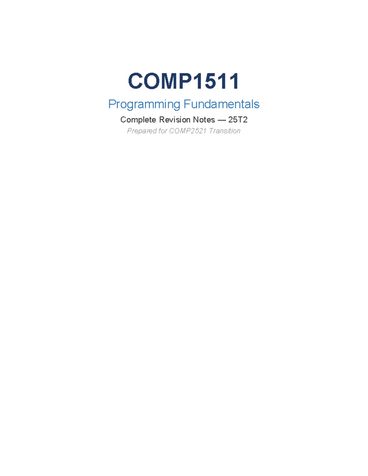 COMP1511 25T2 Complete Programming Fundamentals Revision Notes - Studocu