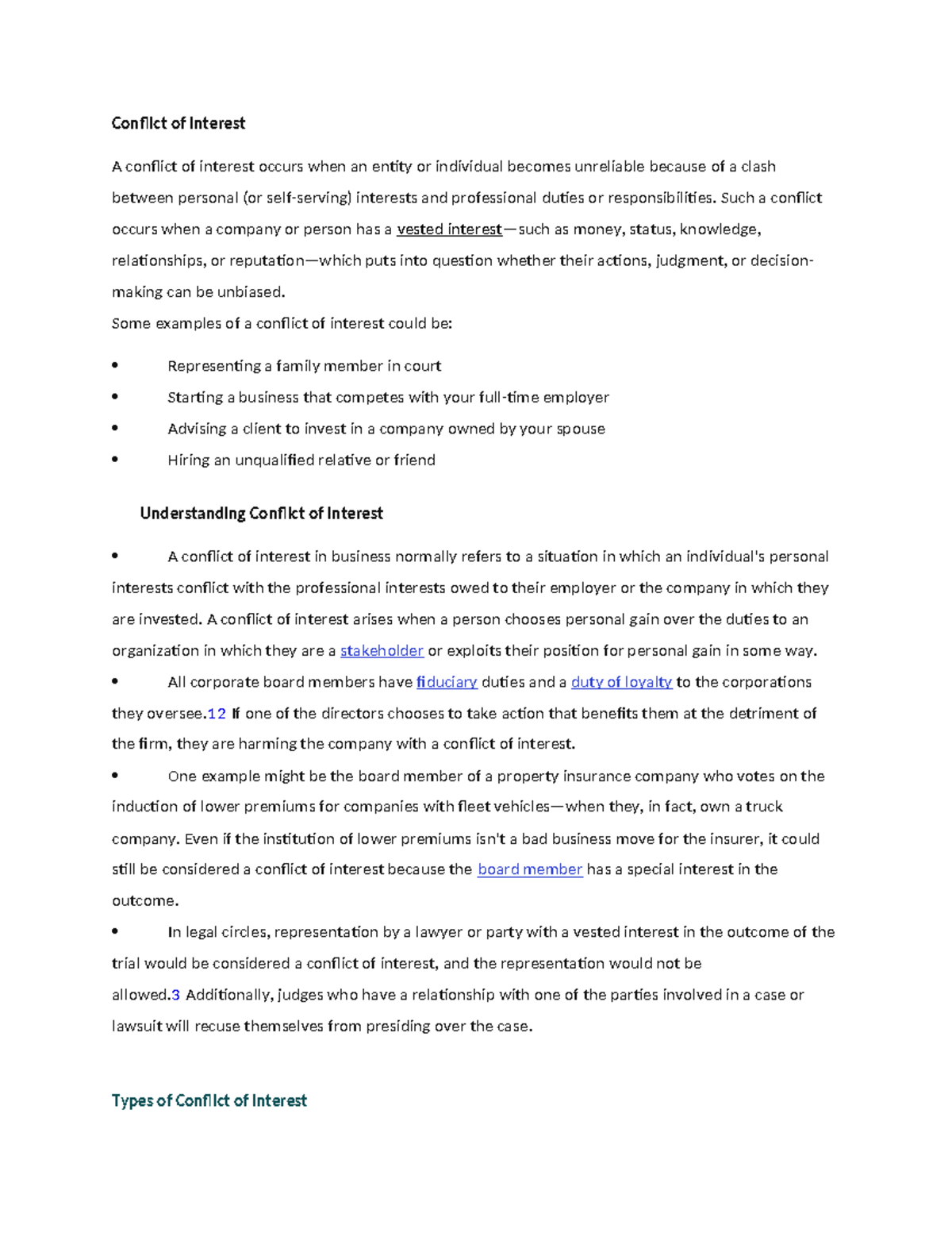 Understanding Conflict of Interest: Ethics in Business Responsibilities - Studocu