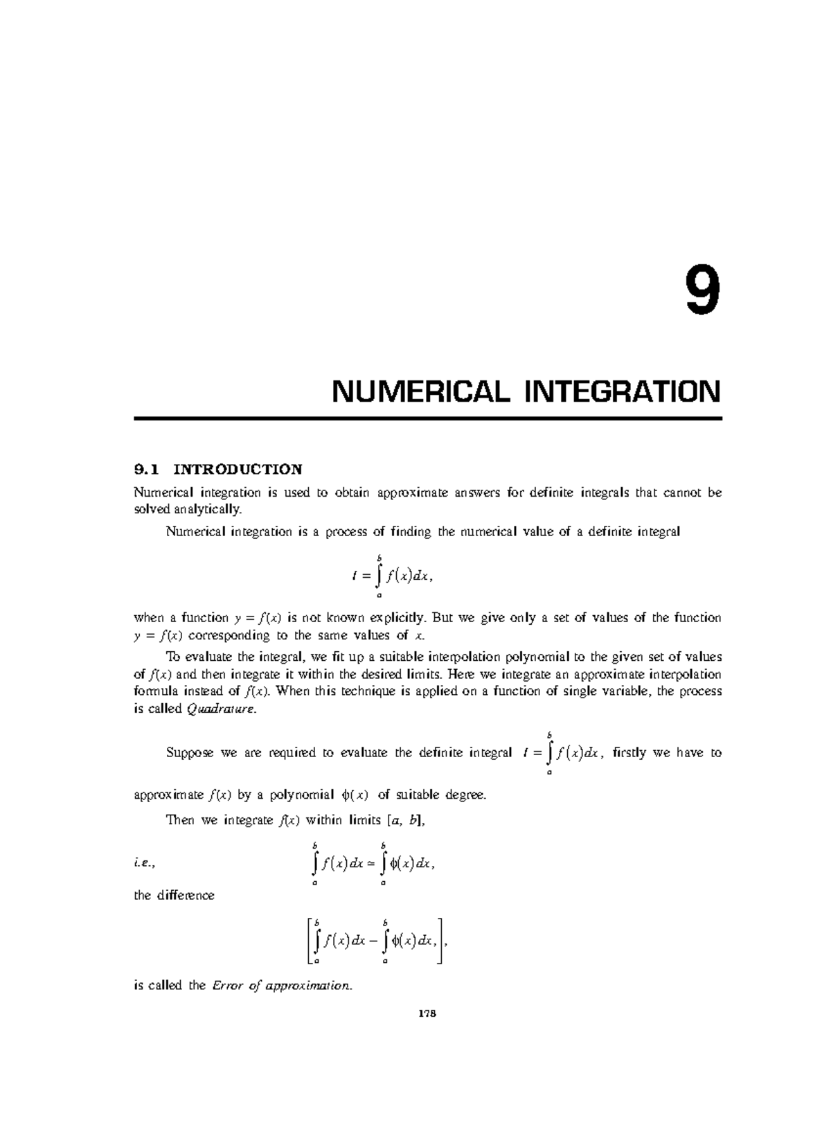 Numerical Analysis Numerical Integration 9 Introduction Numerical