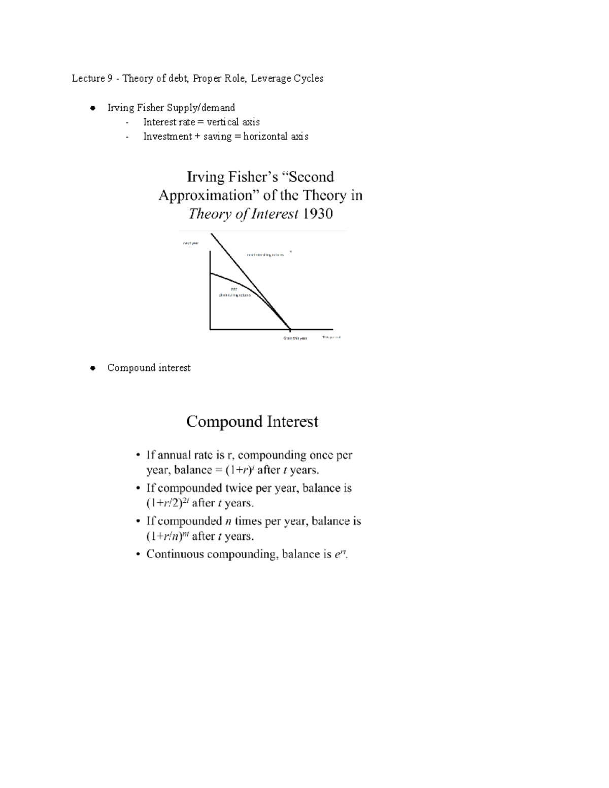 Lecture 9 - Theory of debt, Proper Role, Leverage Cycles - Studocu
