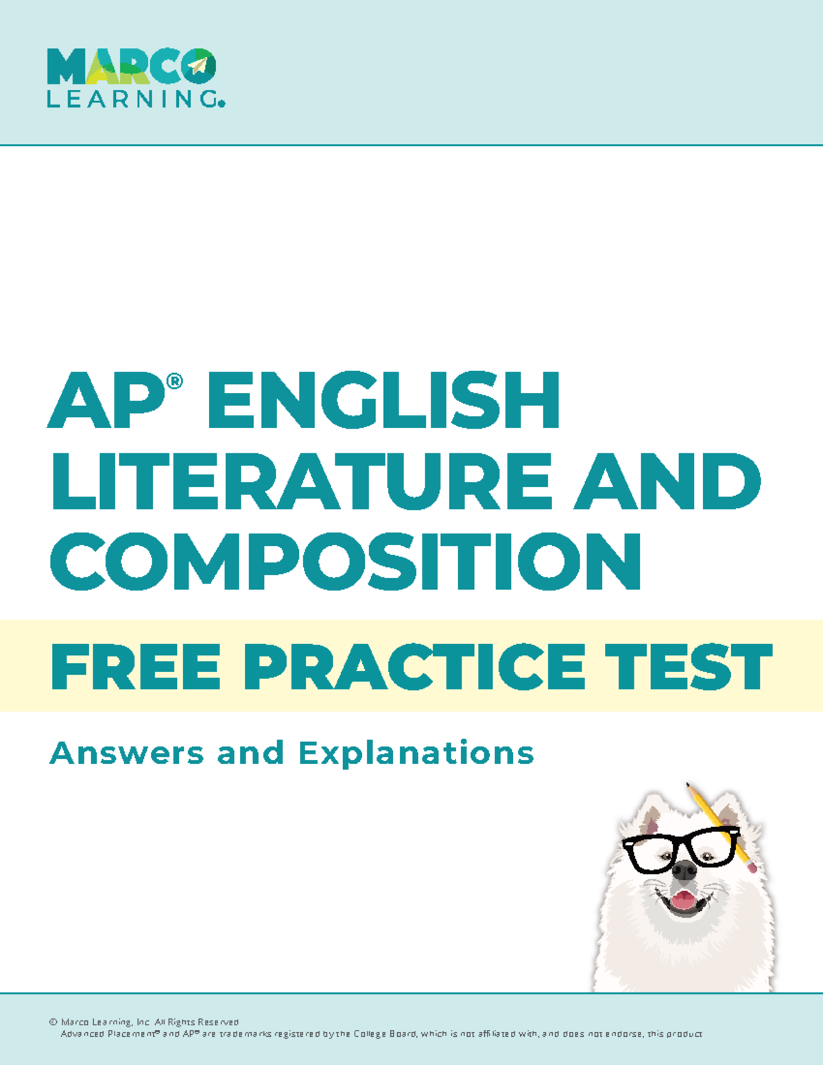 AP ENGLISH LITERATURE AND COMPOSITION PRACTICE TEST 1: Answers ...
