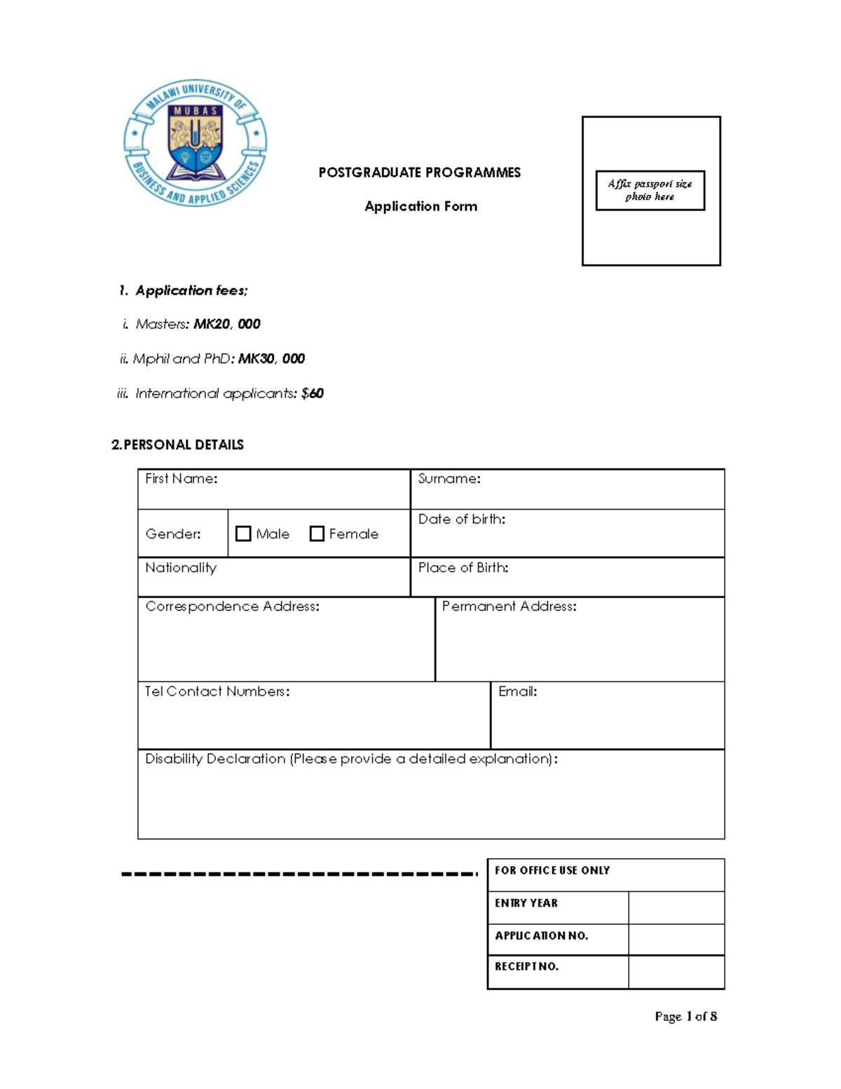 Mubas Postgraduate Programs Application Form (Application Process ...