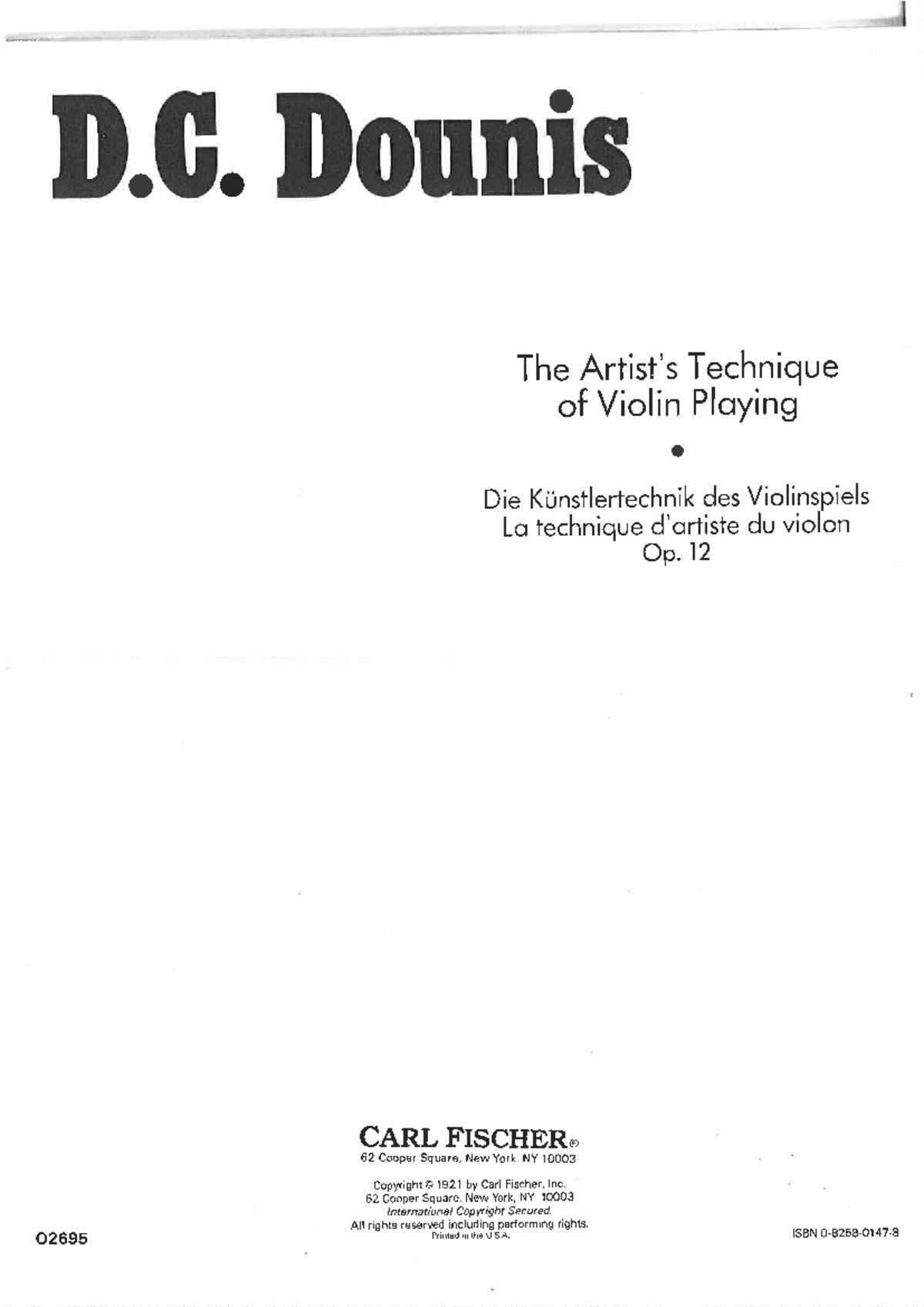 Dounis Technikübungen - D. Dounis The Artist's Technique of Violin ...