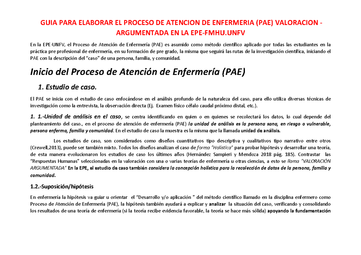 Guía para Elaborar el Proceso de Atención de Enfermería (PAE) EPE-UNFV ...