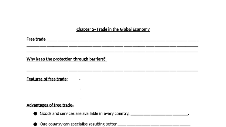 Chapter 2: Trade in the Global Economy - Free Trade vs. Protectionism ...