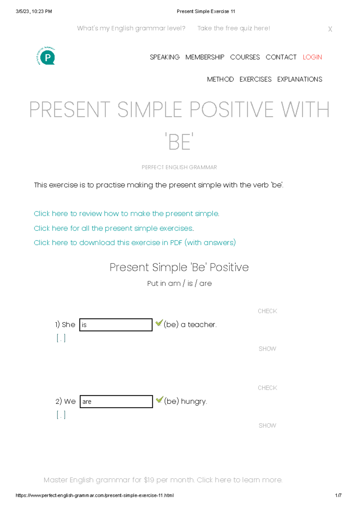 Present Simple Exercise 11: Using the Verb 'Be' - Studeersnel