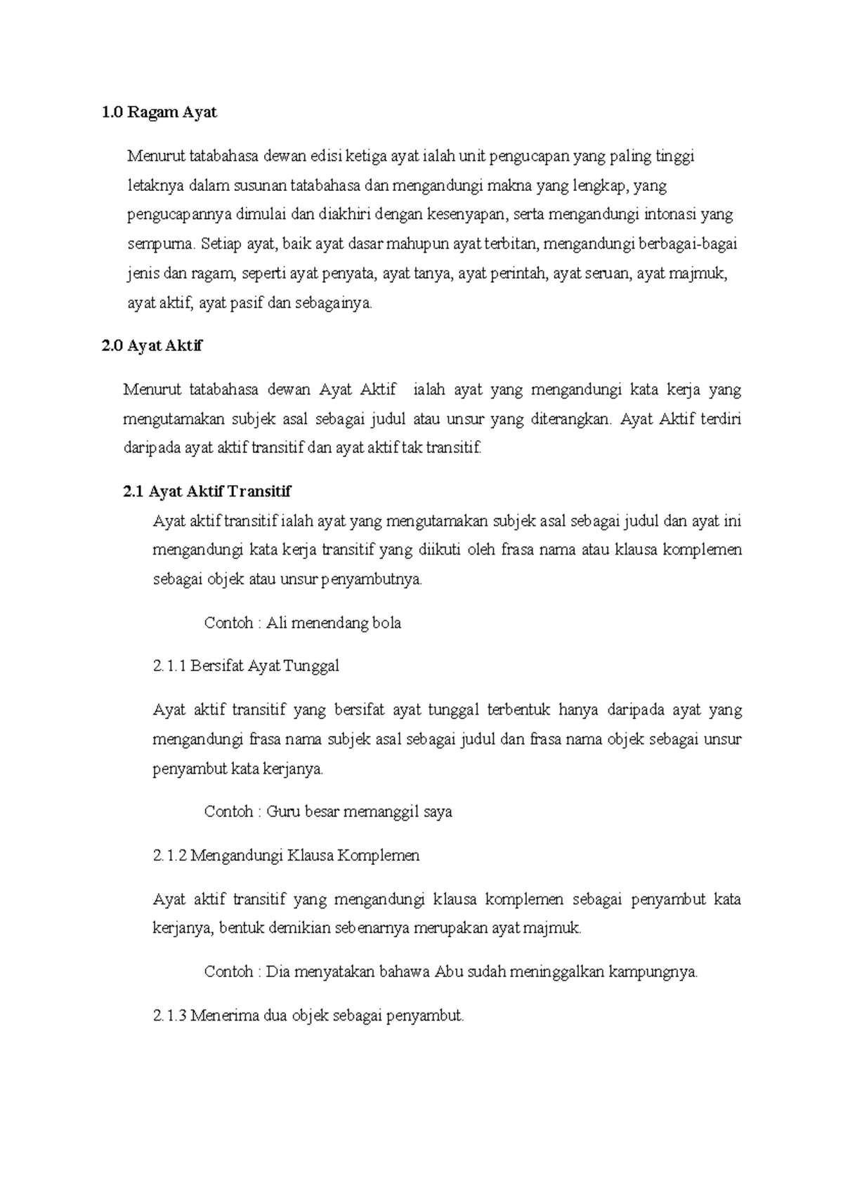 Ragam Ayat: Panduan Lengkap Tentang Ayat Aktif dan Pasif - Studocu