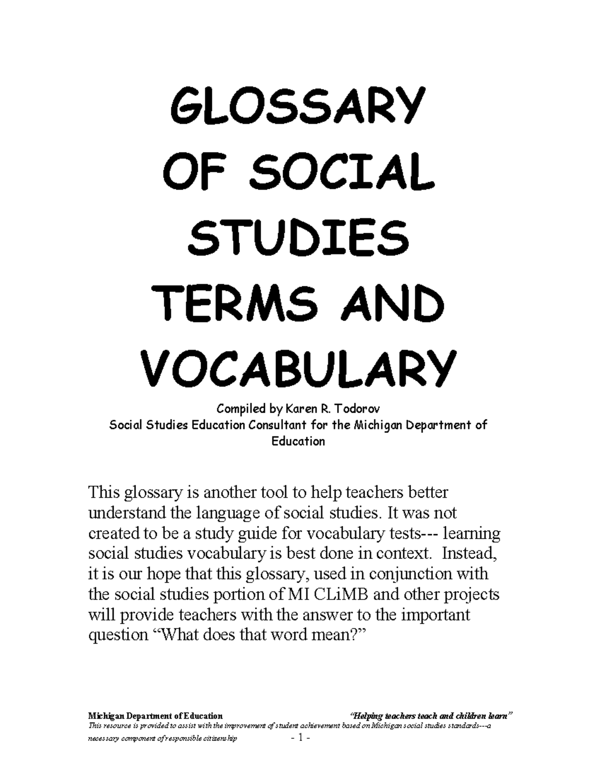 CSEC Social Studies Glossary - Key Terms & Vocabulary Definitions - Studocu