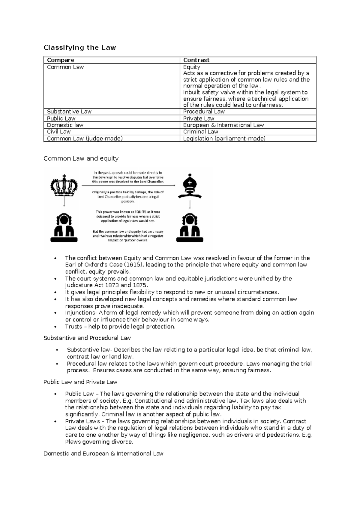 Classifying the Law - Classifying the Law Compare Contrast Common Law ...