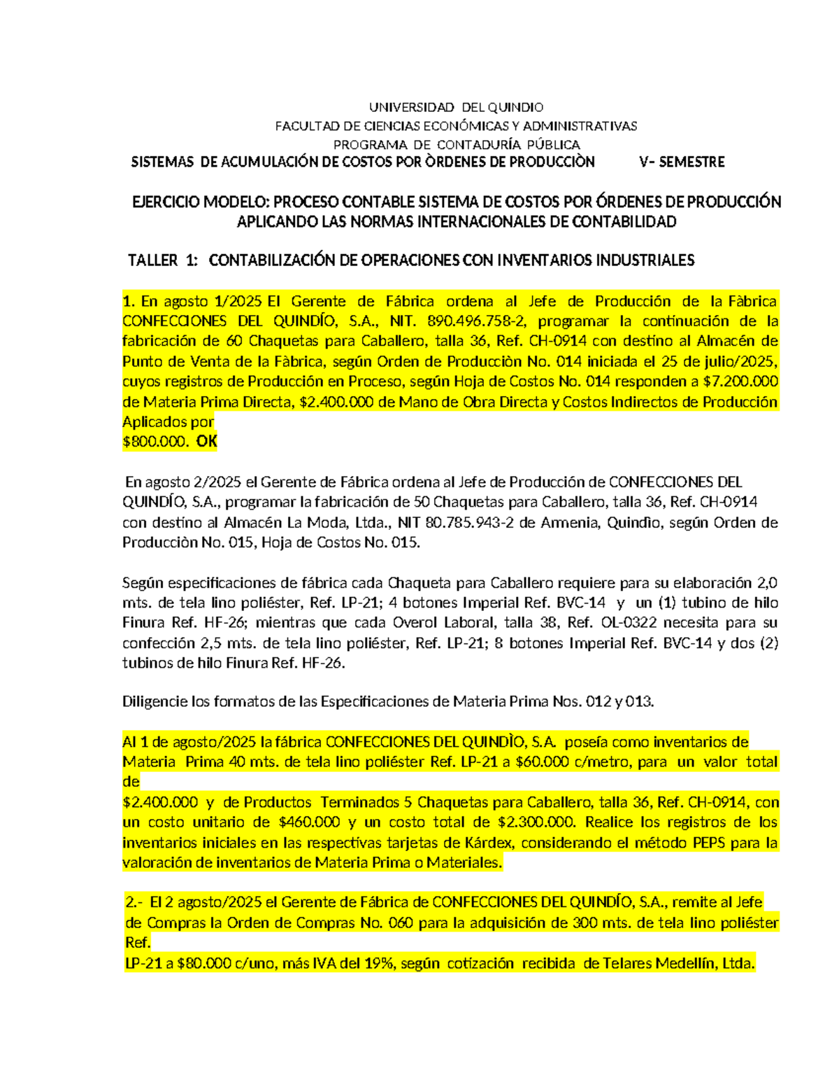 2025-2 Trabajo Final: Contabilidad de Costos en Confecciones del ...