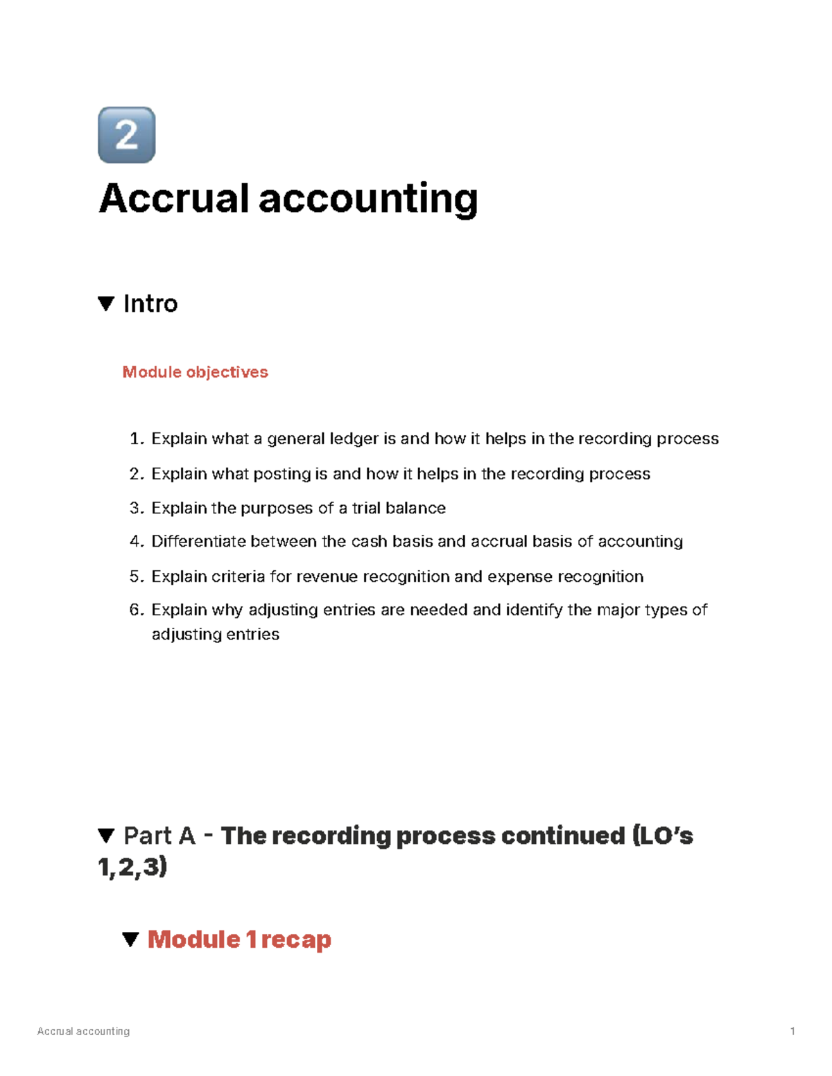 Acct 101: Accrual Accounting Lecture 2 Notes and Objectives - Studocu