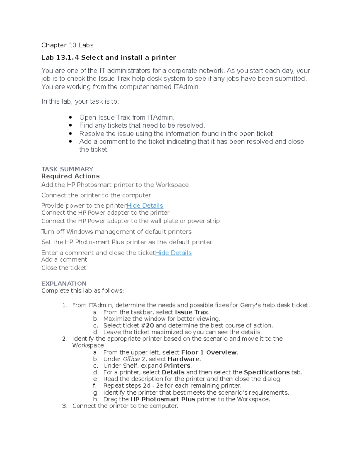 Chapter 9 labs - labsims - Lab 9.1 Manage Files TASK SUMMARY Required Actions Compress the - Studocu