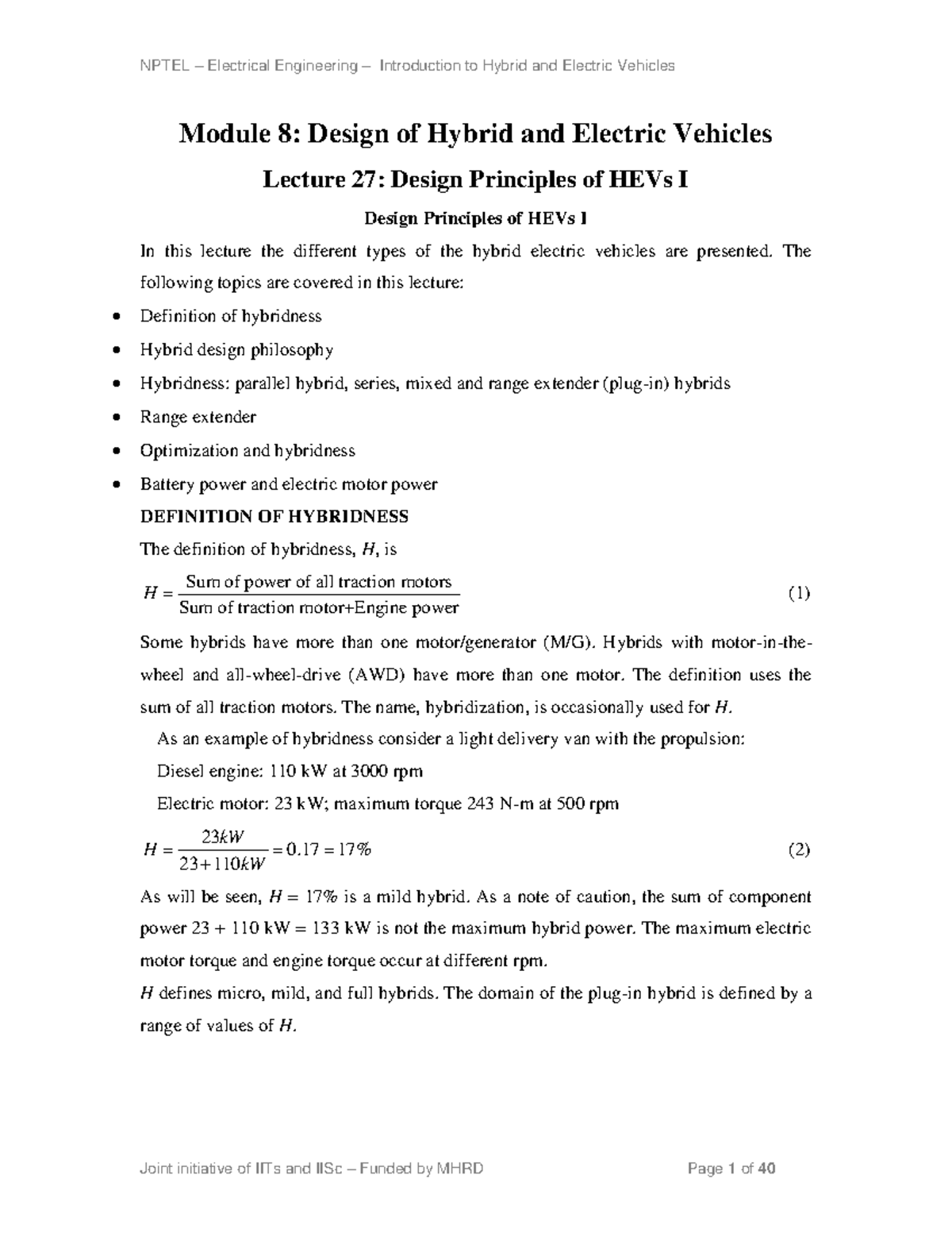 All about electric vehicles - Module 8: Design of Hybrid and Electric ...