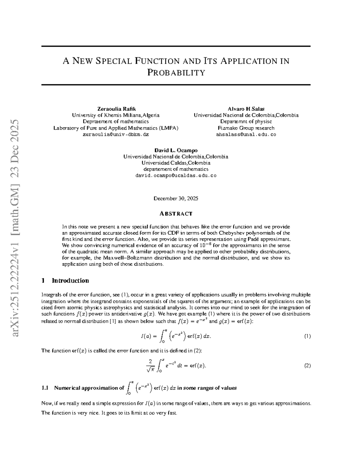 A New Special Function and Its Applications in Probability (MATH 2025 ...