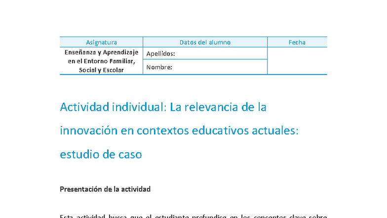 INF15 - Actividad 1: Innovación en Educación y Análisis de Casos - Studocu