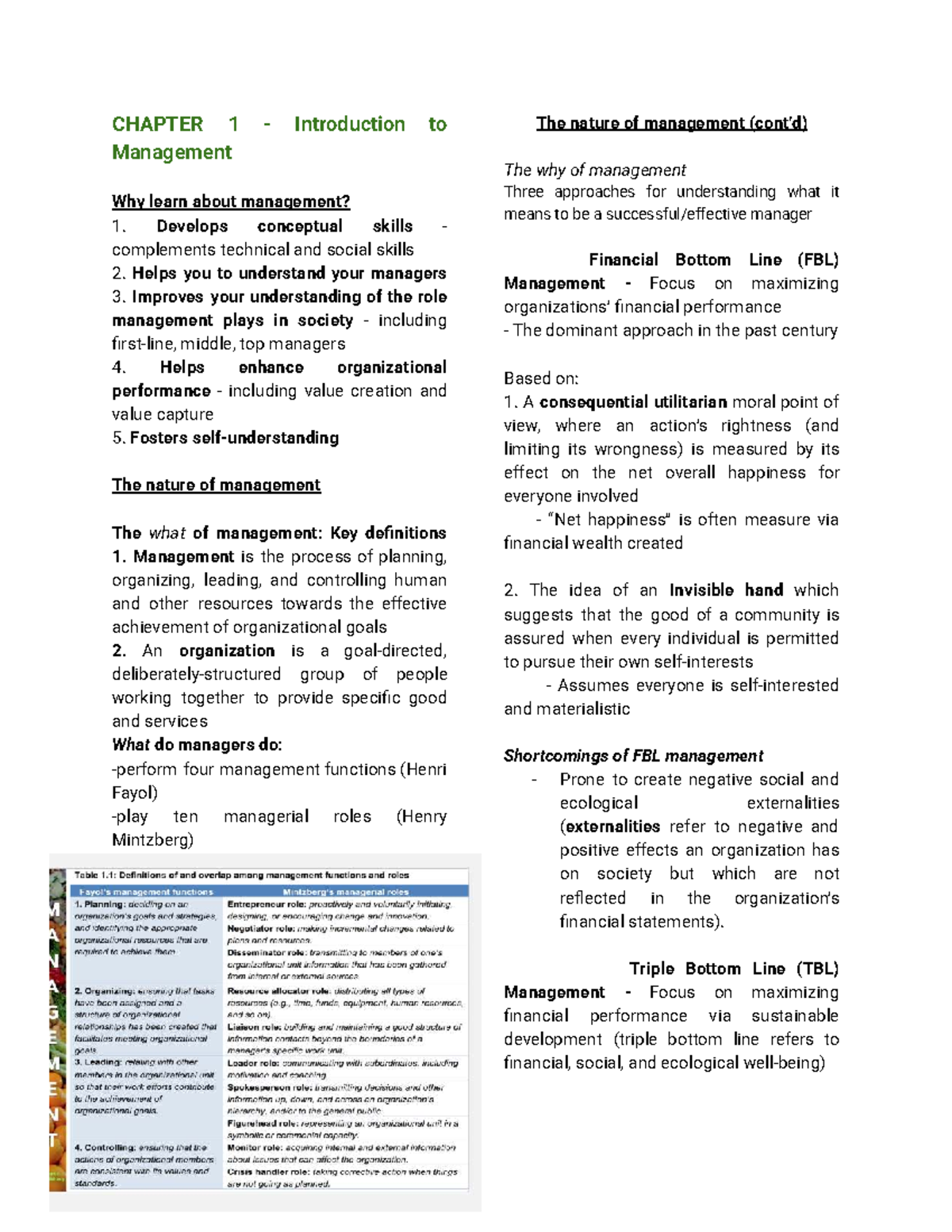 CHAPTER 1 Management Introduction: Understanding Management's Role and ...