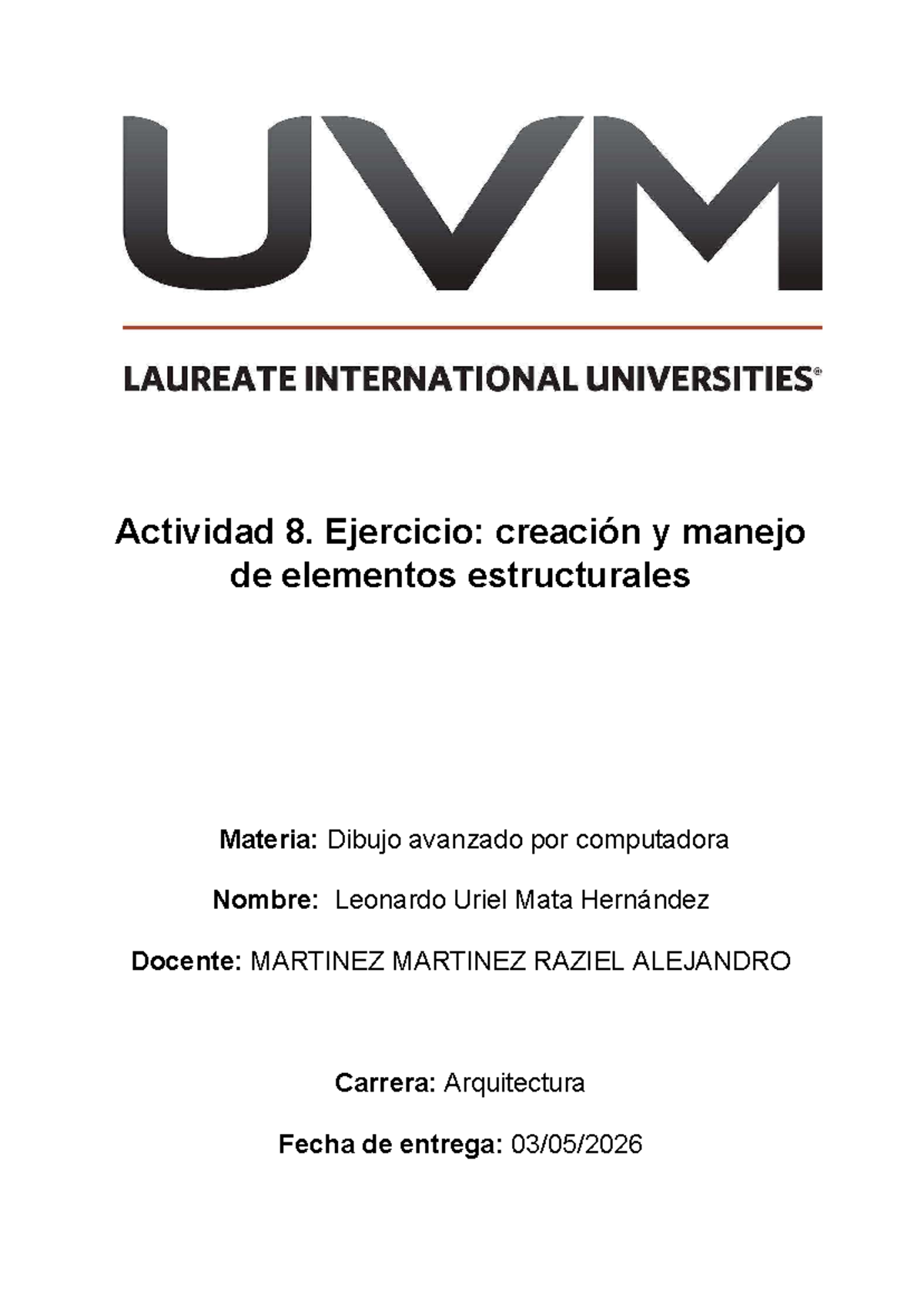 Actividad 8: Creación y Manejo de Elementos Estructurales - Dibujo ...