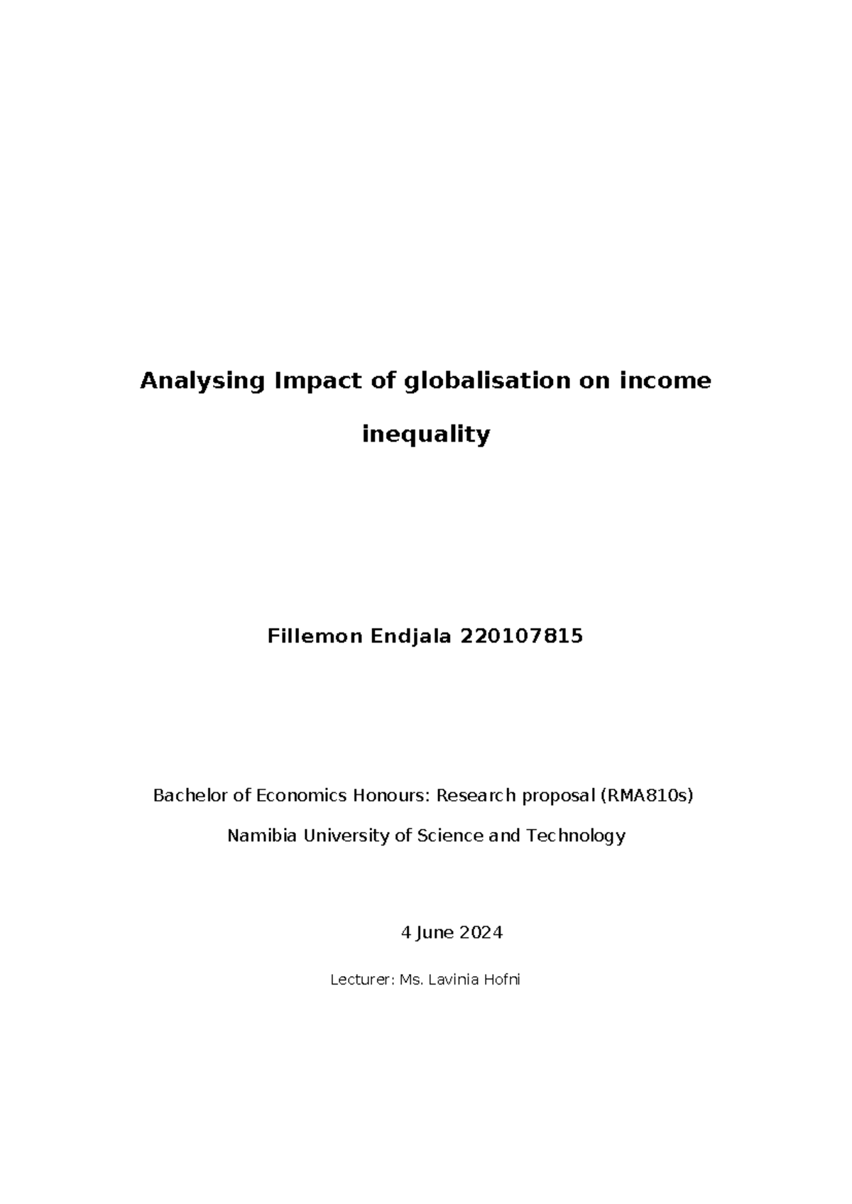 RMA810s Research Proposal: Globalization's Impact on Income Inequality ...