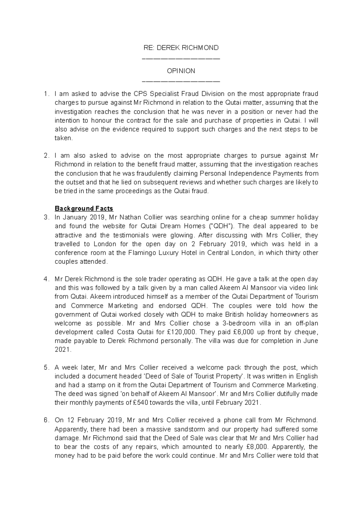 Fraud Act 2006: Qutai Case Opinion - Charges Against Derek Richmond ...