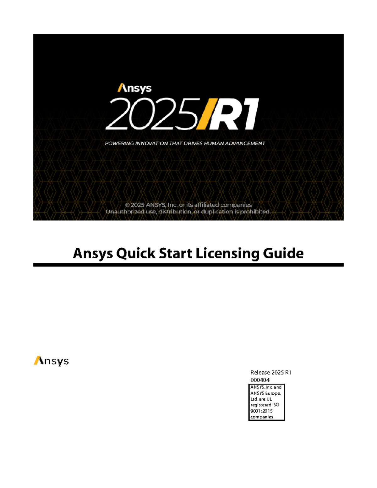 Ansys 2025 R1 Quick Start Licensing Guide and Installation Notes - Studocu