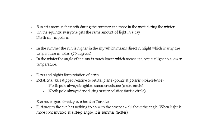 AST101 Lecture 3: Sun's Path and Seasonal Changes - Studocu