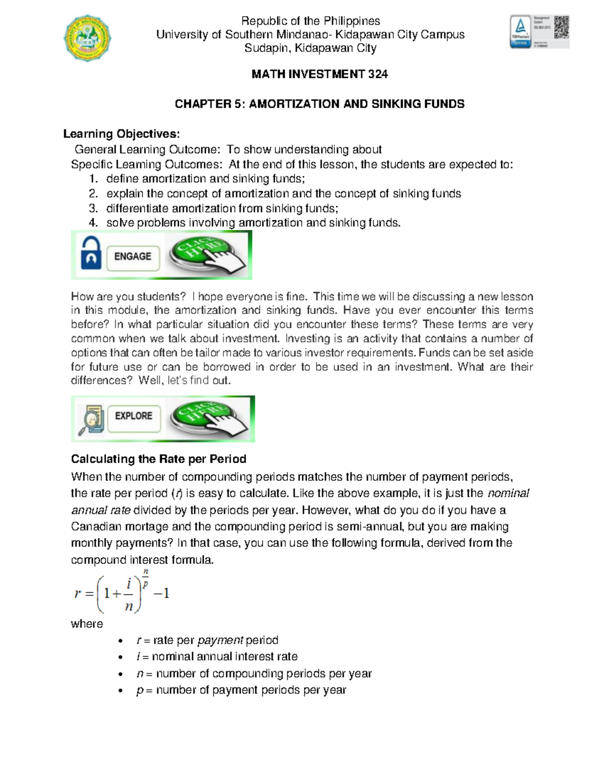 Chapter 5 - Mathematics of investments - USM - Studocu