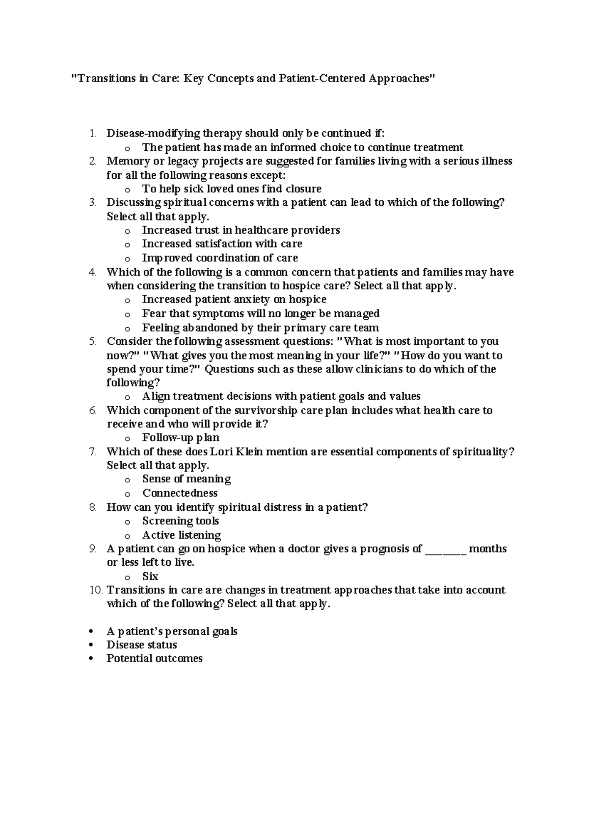 Transitions in Care - Palliative Care - "Transitions in Care: Key ...