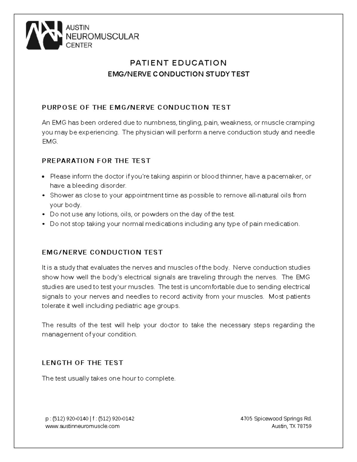 Patient Education on EMG/Nerve Conduction Study Instructions - Studocu