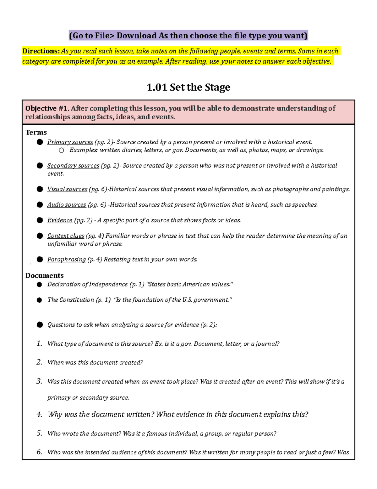 US History Module 1: Key Terms and Concepts in Early American History ...