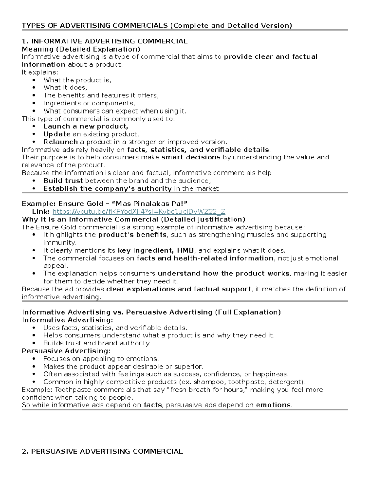 Types of Advertising Commercials: Informative, Persuasive & Reminder ...