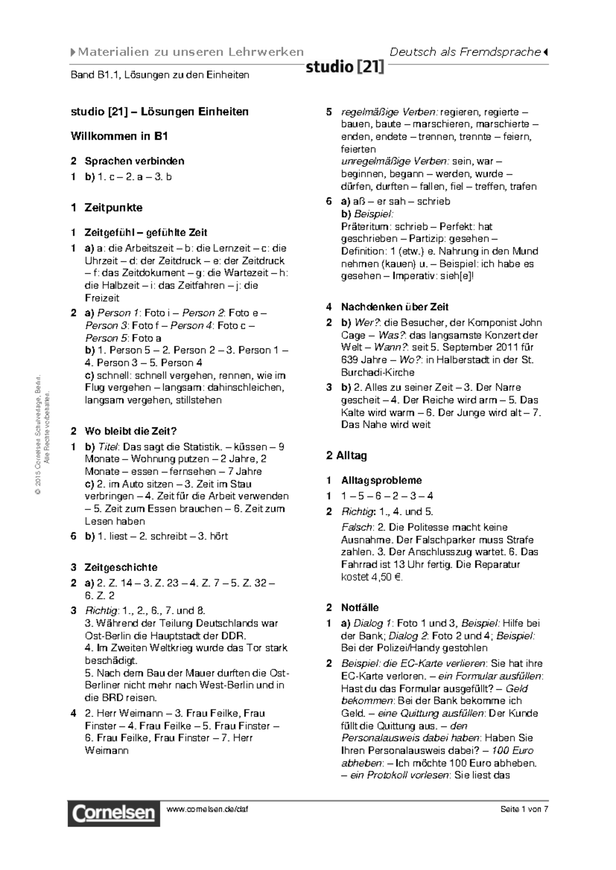 Pdfcoffee - nice - Band B1, Lösungen zu den Einheiten © 2015 Cornelsen ...
