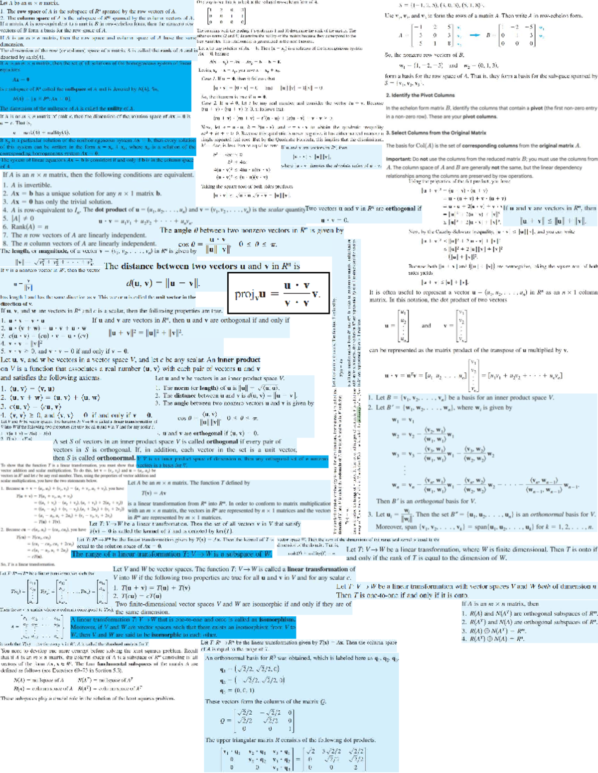 Linear Algebra Cheat Sheet: Matrix Spaces and Transformations - Studocu