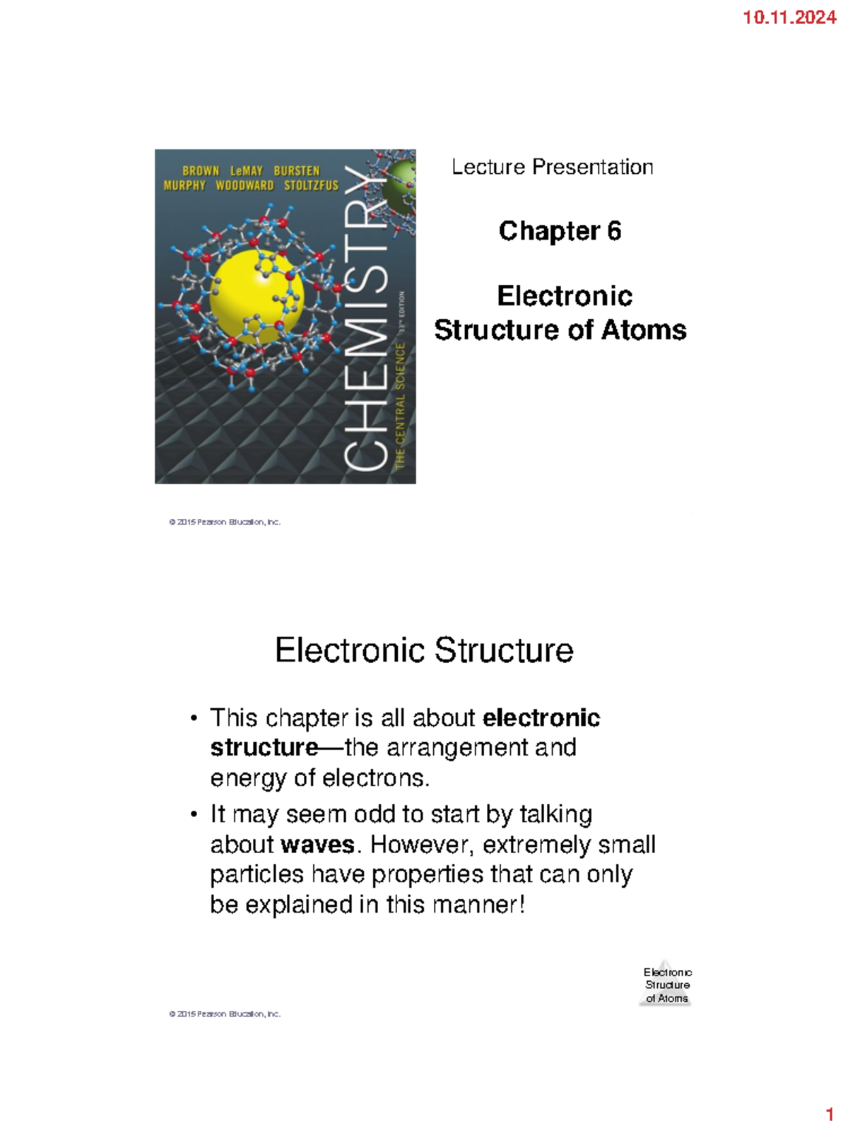 Chapter 6 Lecture Notes: Electronic Structure of Atoms (Chemistry ...