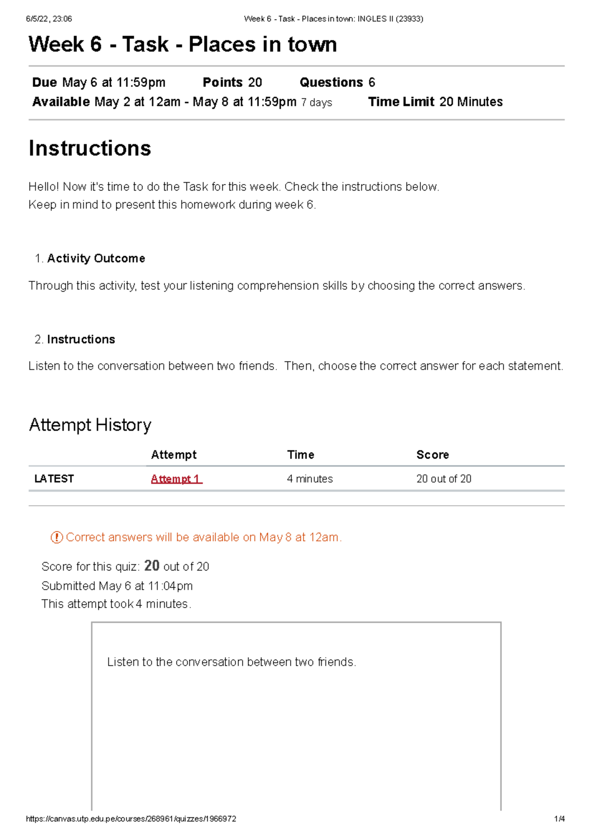 Week 6 - Task - Places in town Ingles II (23933) - Week 6 - Task ...