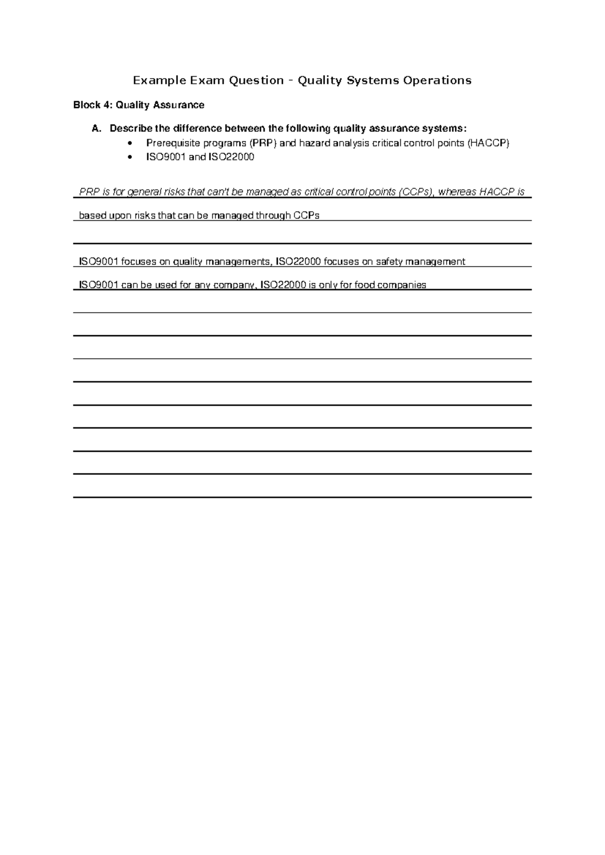 Example Exam Questions for QSO-QA with Answers on Quality Assurance ...