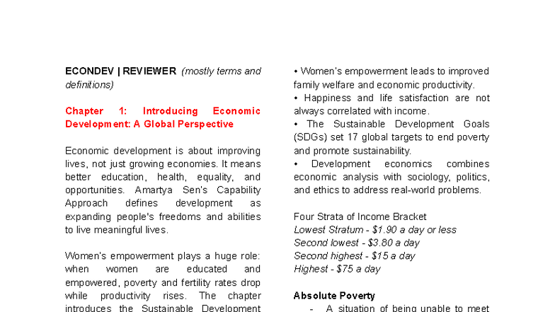 ECONDEV 251210: Chapter 1-10 Economic Development Concepts and ...