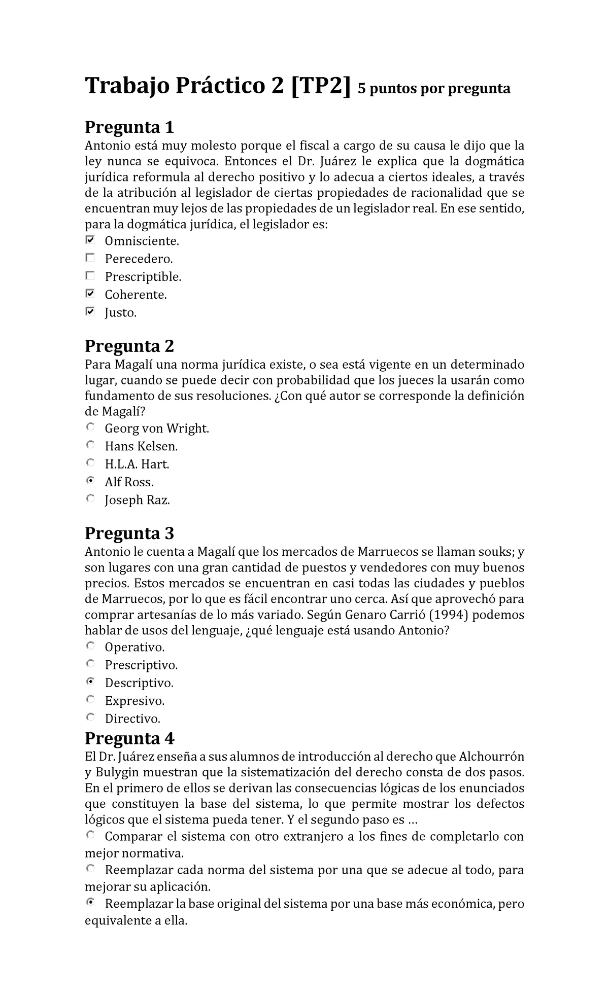 Trabajo Práctico 2 [TP2]: Introducción al Derecho - Ejercicios y Respuestas - Studocu
