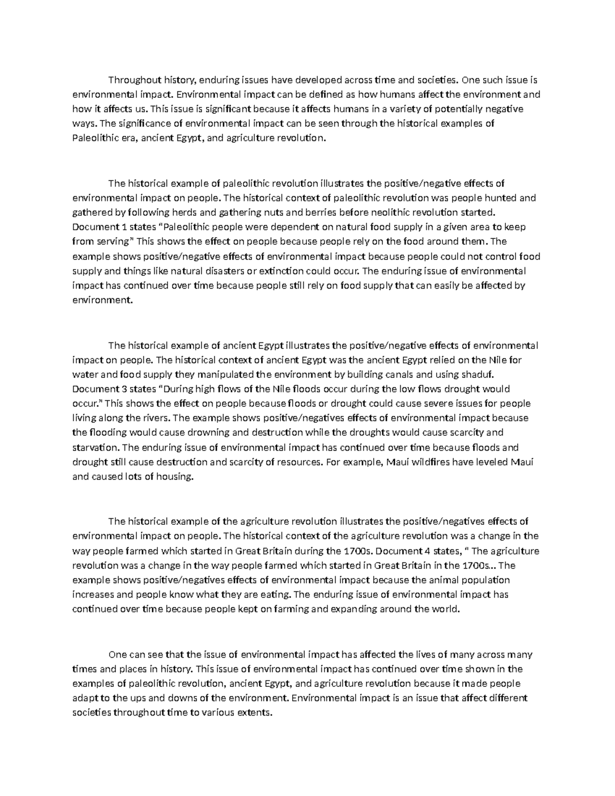 Enduring Issues in Environmental Impact: Historical Perspectives Essay ...