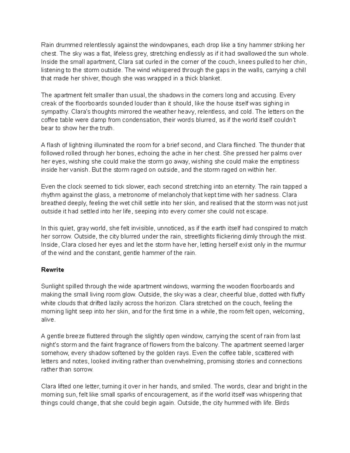 Year 12 English Work: Exploring Light and Shadow in Clara's Journey ...