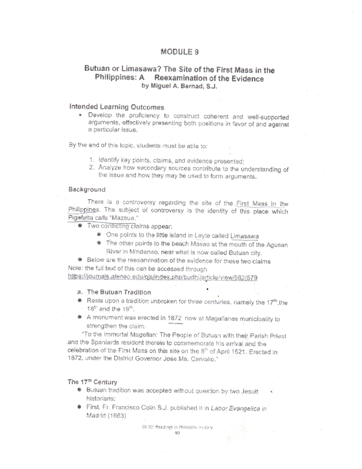 Module 9: Revisiting Butuan vs. Limasawa - First Mass in the ...