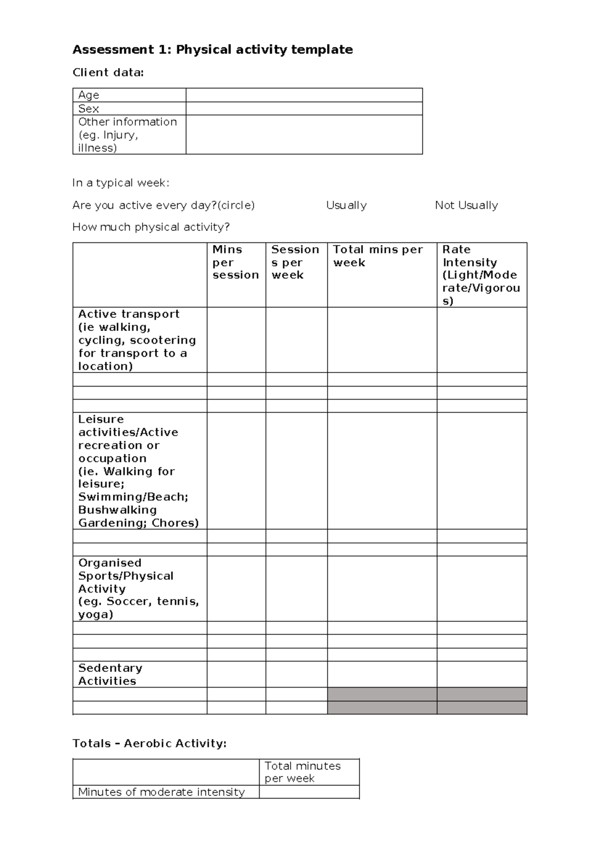 Assessment 1 - PA Template 2025 (1) - Assessment 1: Physical activity ...