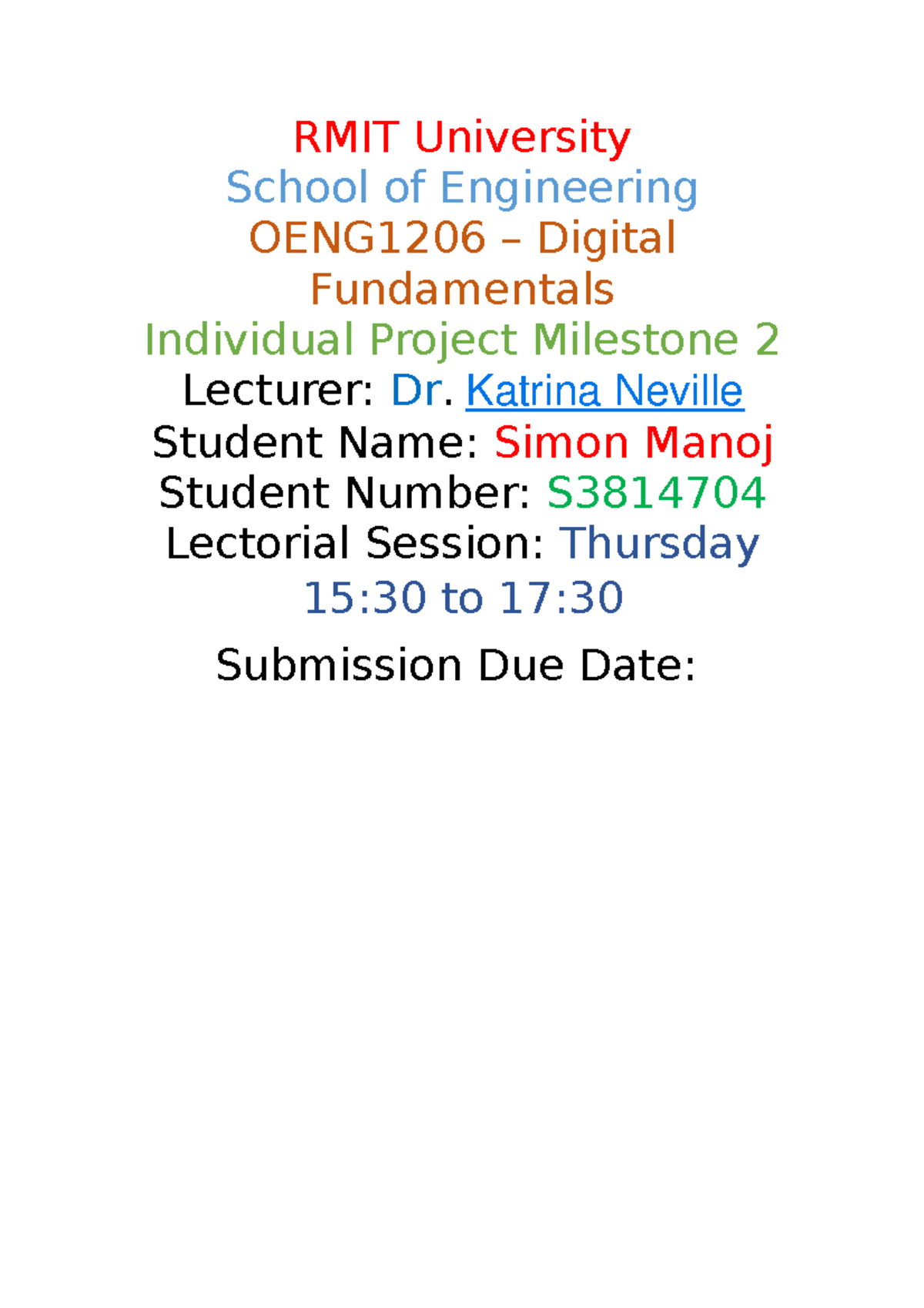 Unitconverterapp Report - RMIT University School of Engineering OENG1206 – Digital Fundamentals ...