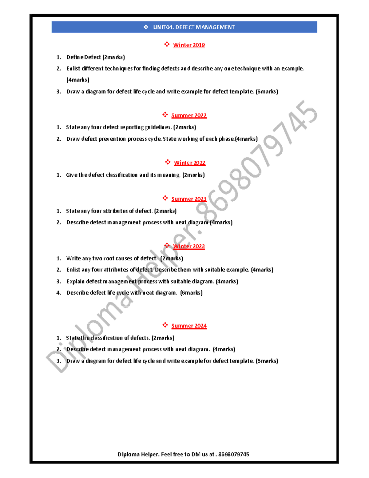 U4 imp - notes - Diploma Helper. Feel free to DM us at. 8698079745 ...