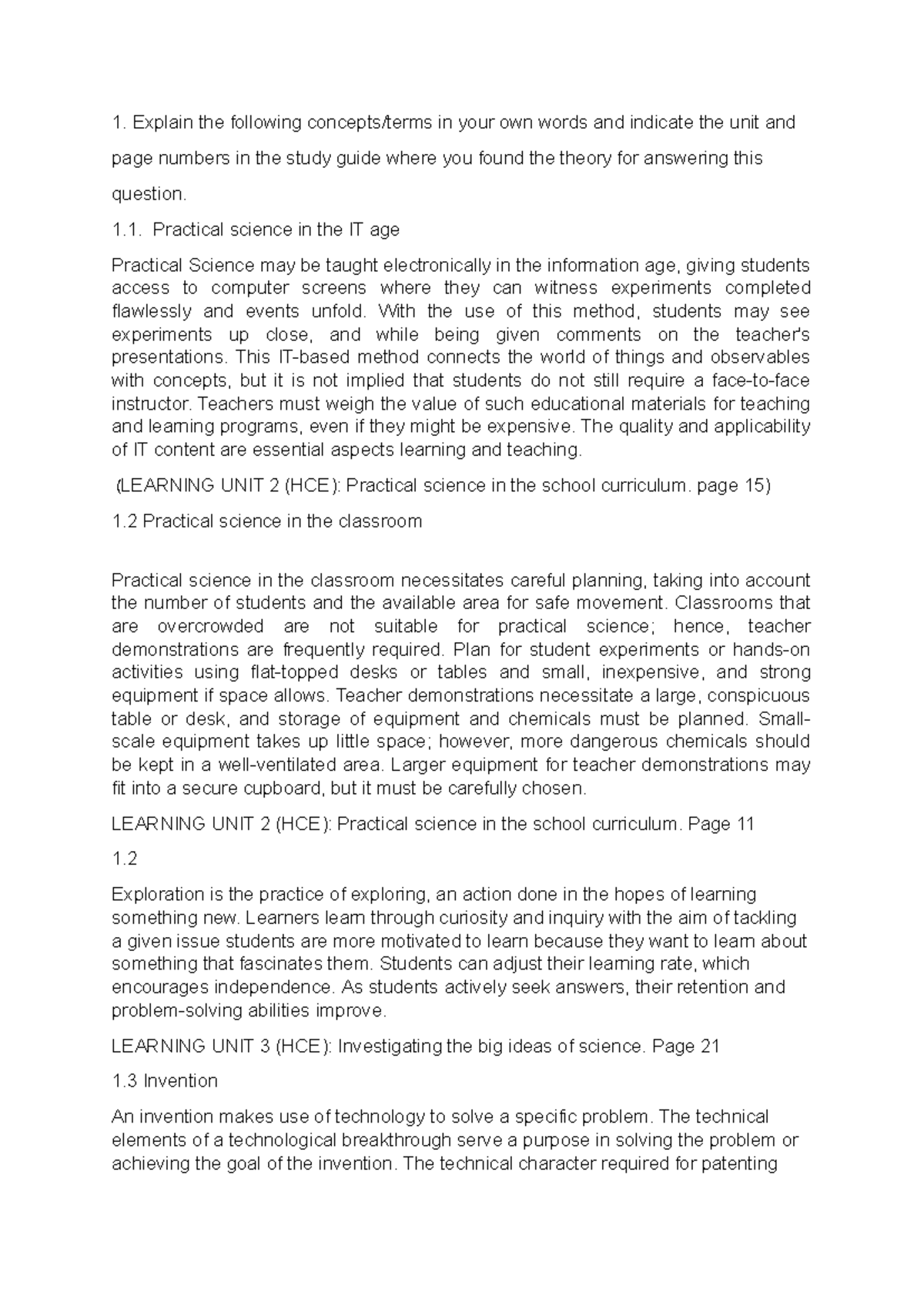 Assignment PSC - notes - Explain the following concepts/terms in your ...